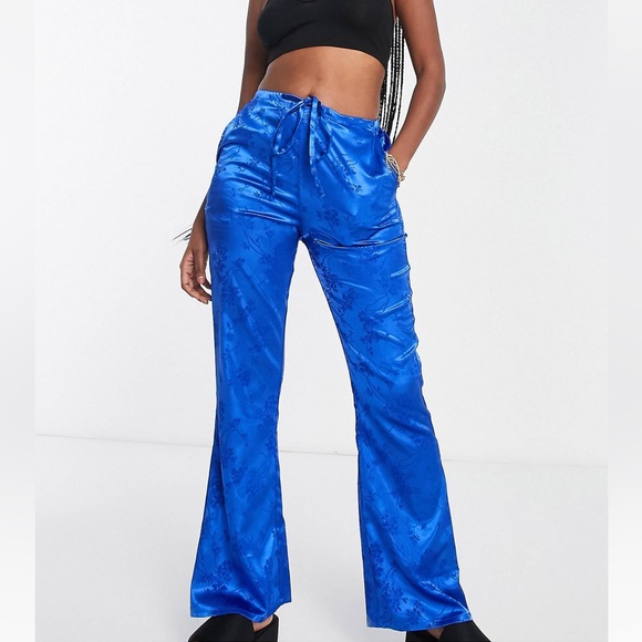 ASOS | Intimates & Sleepwear | Asos Blue Satin Floral Jacquard Shirt ...